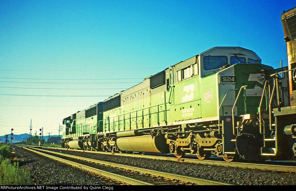 Burlington Northern SD60M's 9274,9214 with Southern Pacific's DVGVC,Summer Of 1993.